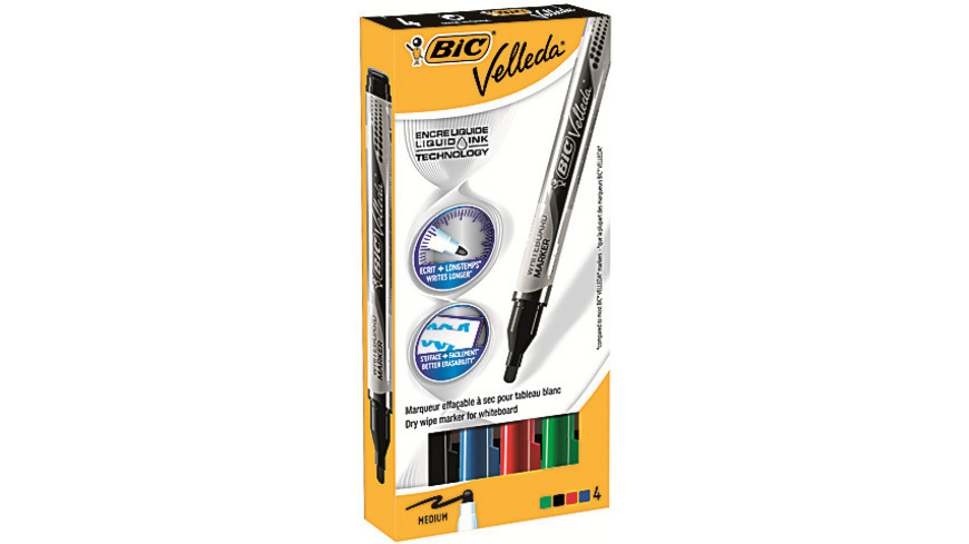 BIC Whiteboard Liquid Ink - 4 Farben, Etui