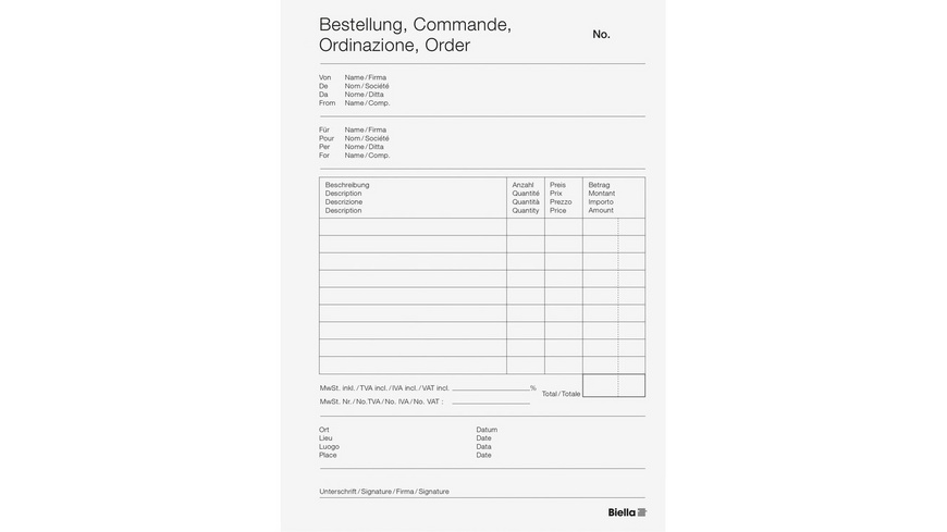 BIELLA Bestellscheine Copy-Bloc A5, 50 Blatt