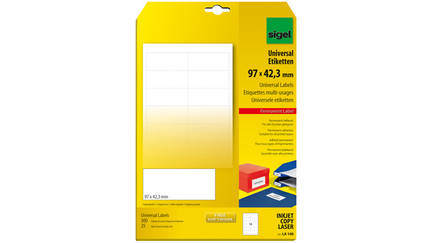 SIGEL Etiketten Universal 97 x 42.3 mm, weiss